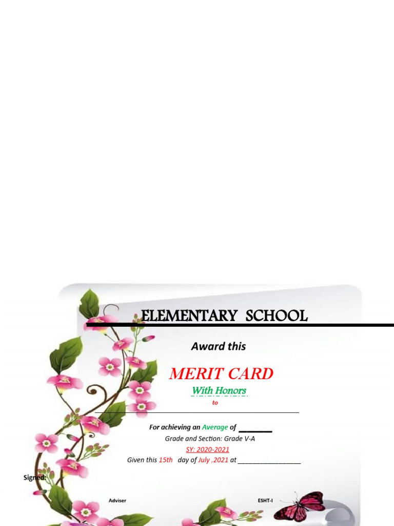 Merit Card Sample | PDF