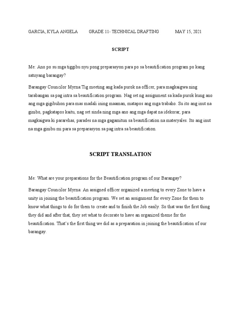 Barangay Official Script | PDF