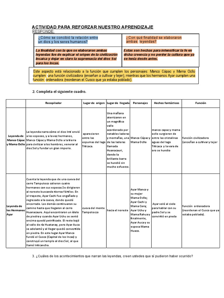 Actividad Tawantinsuyo | PDF | Imperio Inca