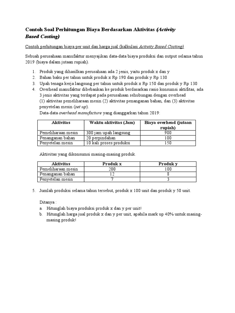 Contoh Perhitungan Metode ABC | PDF