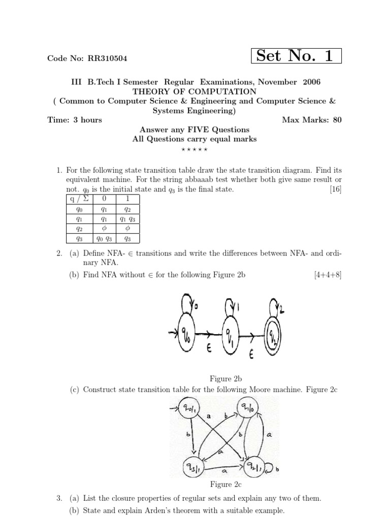 rr310504 Theory of Computation | PDF | Theory Of Computation | Regular Expression