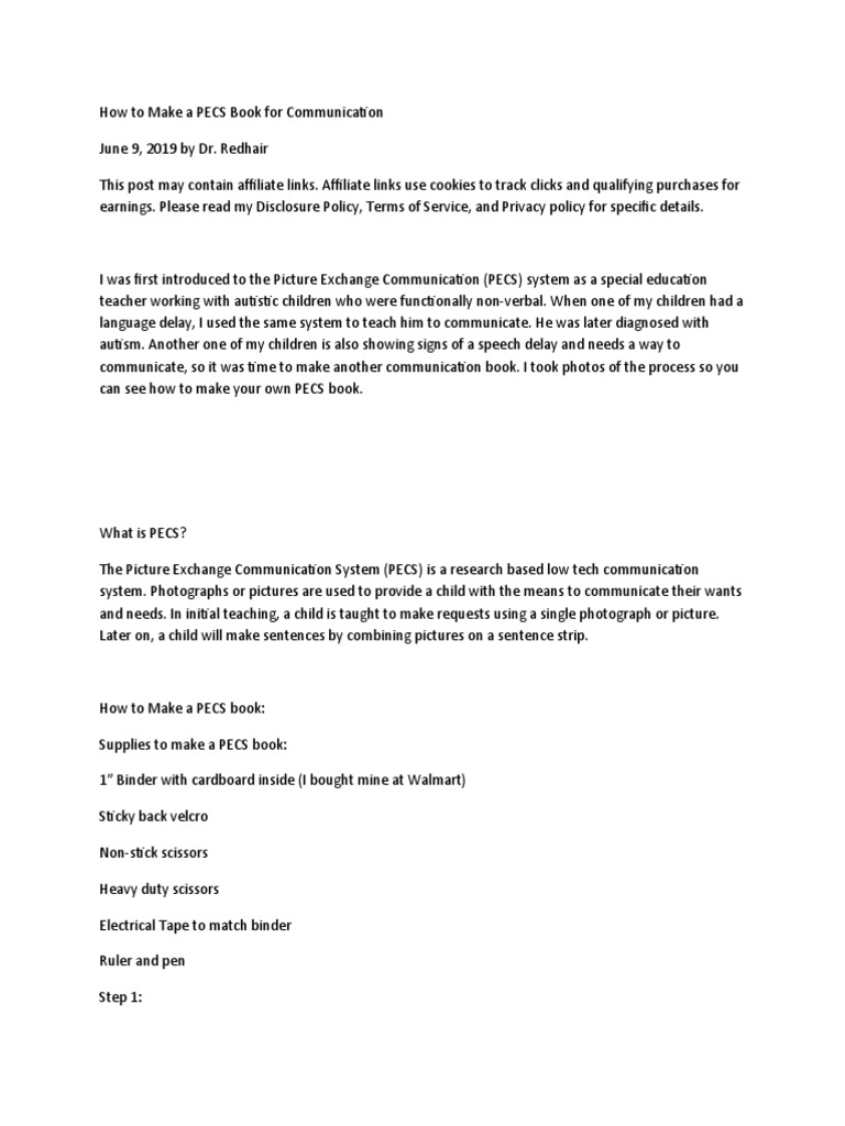 How To Make A PECS | PDF | Human Communication | Communication