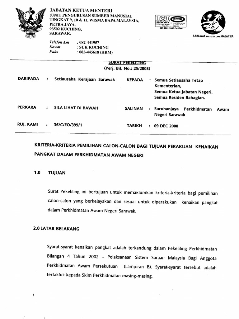 Surat Pekeliling - Kriteria Pemilihan Calon Bagi Tujuan Perakuan ...