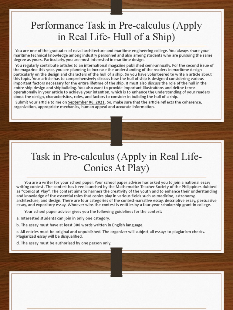 Performance Task in Pre-Calculus (Apply in Real Life-Hull of A Ship ...