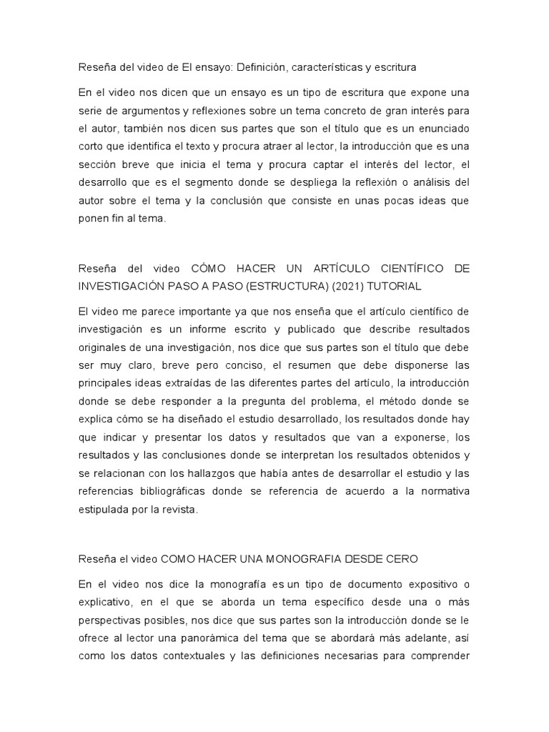 Guía paso a paso para escribir documentos académicos: reseñas de videos sobre ensayos, artículos ...