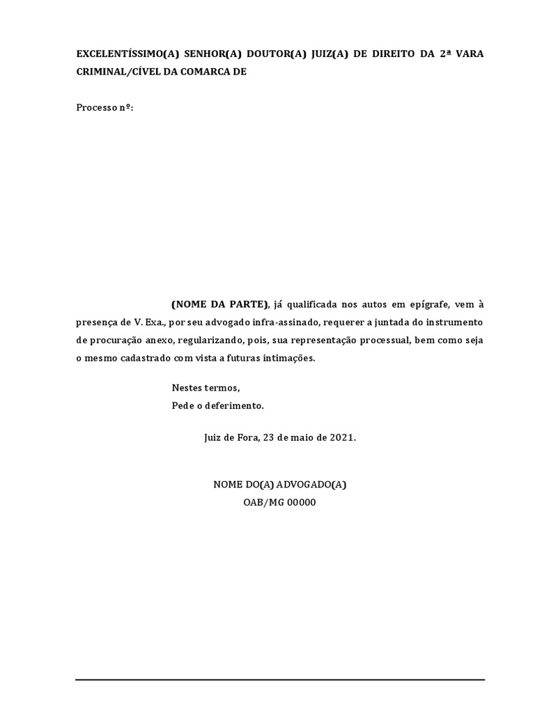 Juntada De Procuração Pdf