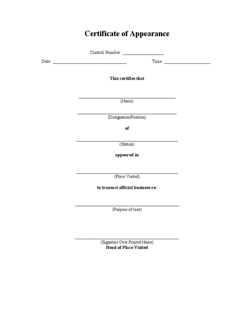Certificate-of-Appearance Form | PDF