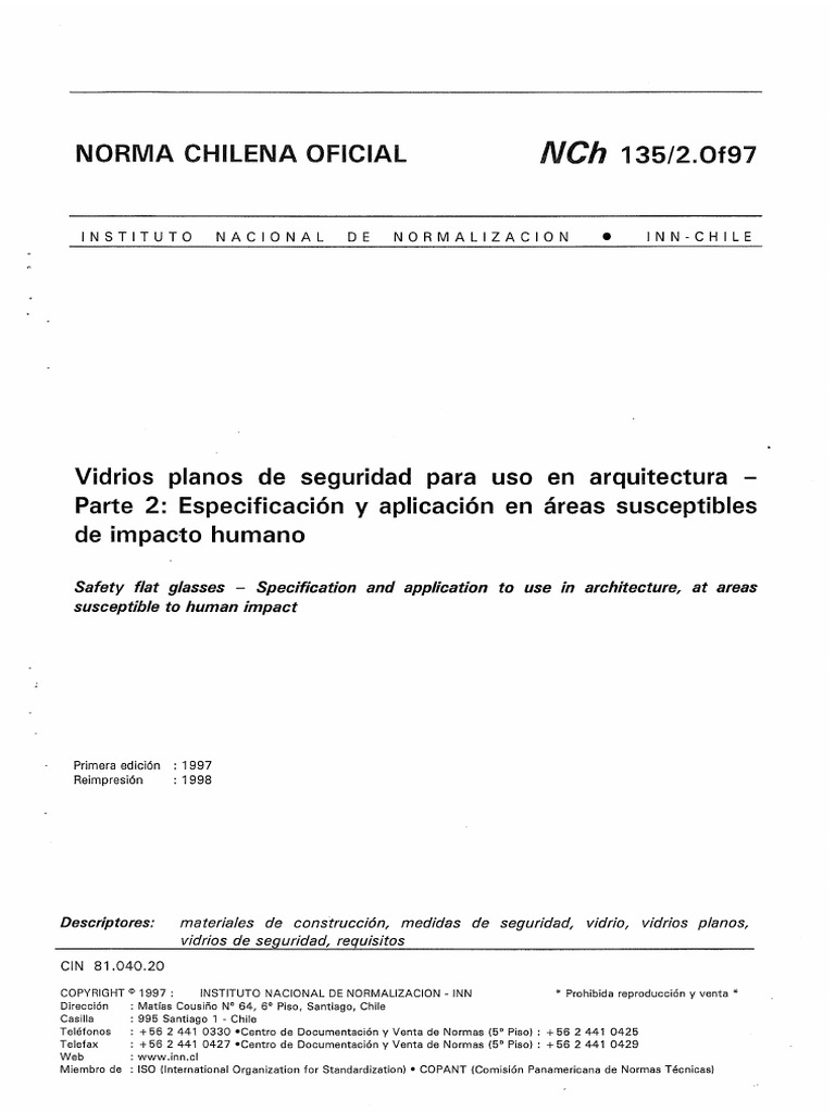 NCh-135 1997 Parte 2 Especif - Áreas Susceptibles Por Humano | PDF