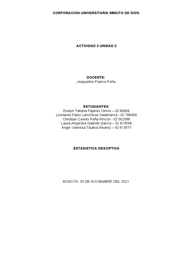 Actividad 3 Unidad 2 Estadistica Pdf
