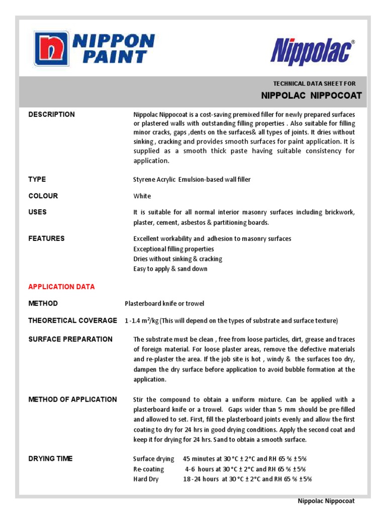 Nippolac Nippocoat | PDF | Plaster | Drywall