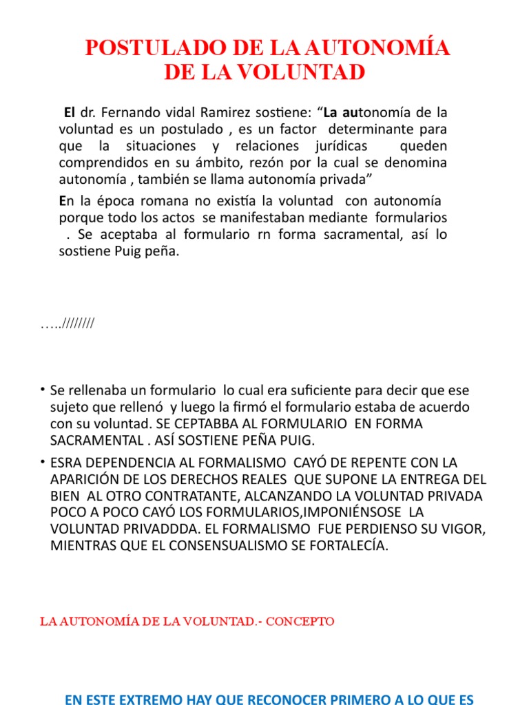 Postulado de La Autonomía de La Voluntad | PDF | Libertad | Principios ...