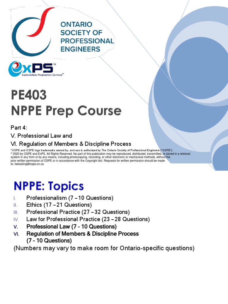 OSPE ExPS NPPE Prep 2020.09 Part 4 | PDF | Provinces And Territories Of ...