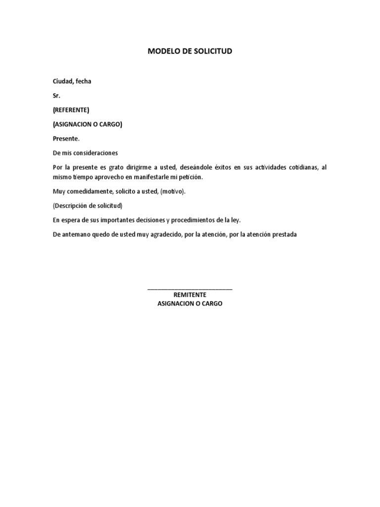 Modelo de Solicitud | PDF