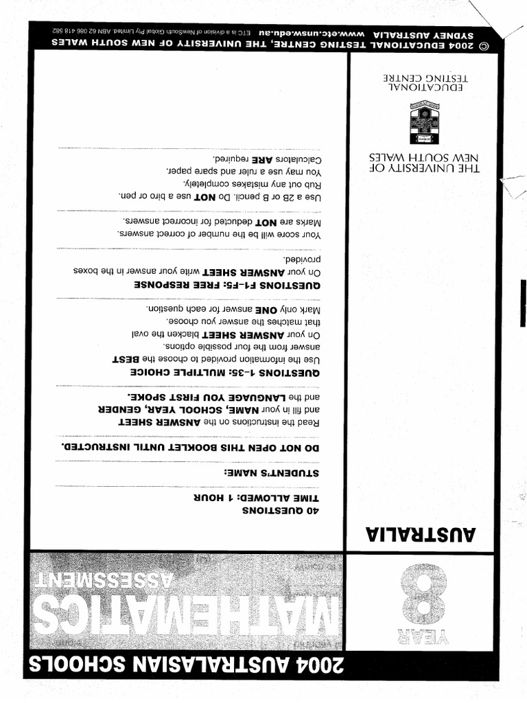 Icas Maths F 2004 | PDF