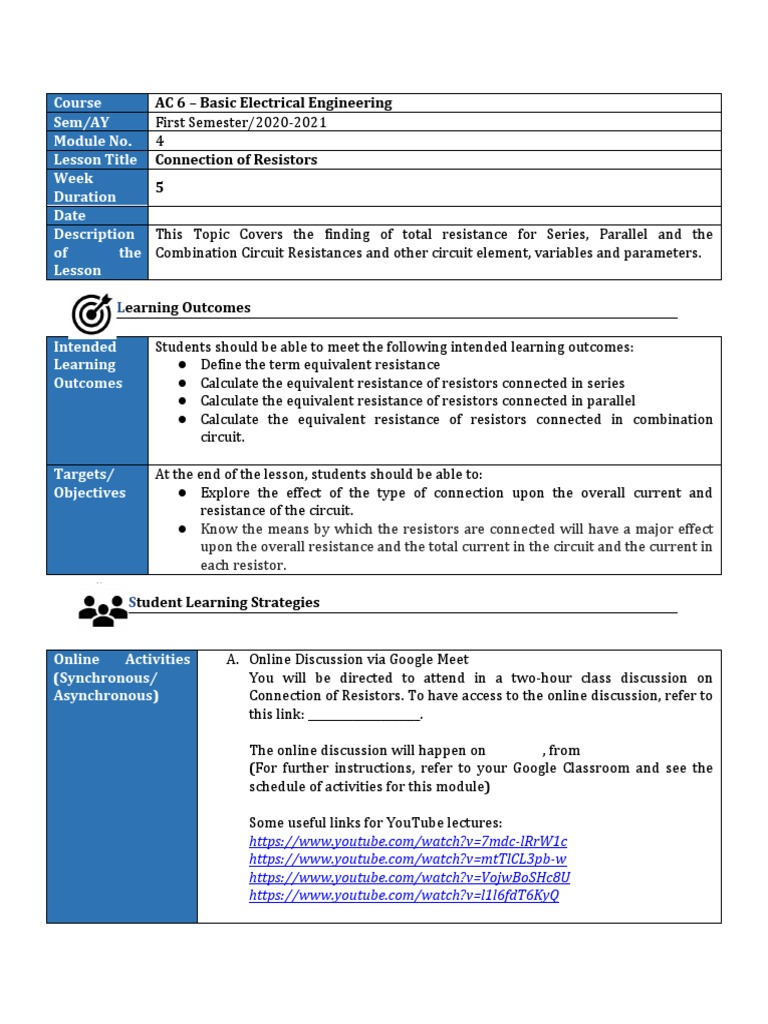 AC 6 - Basic Electrical Engineering: Course Sem/AY Module No. Lesson ...