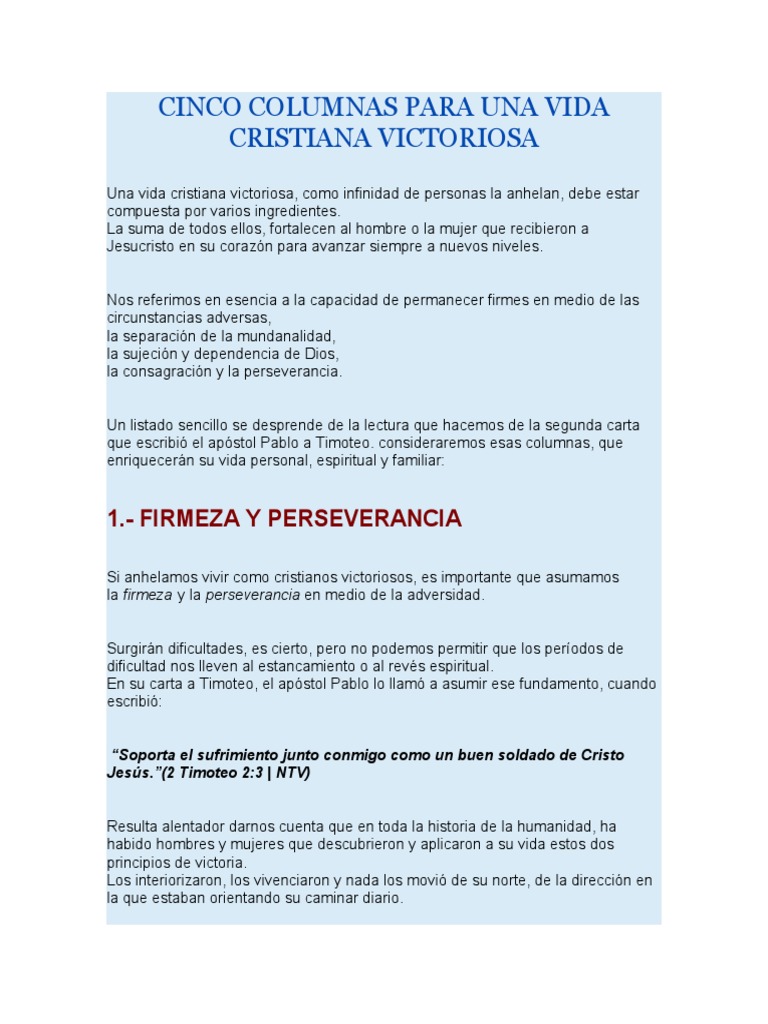 Cinco Fundamentos para Una Vida Cristiana Victoriosa | PDF | Pablo el apóstol | Cristo (título)