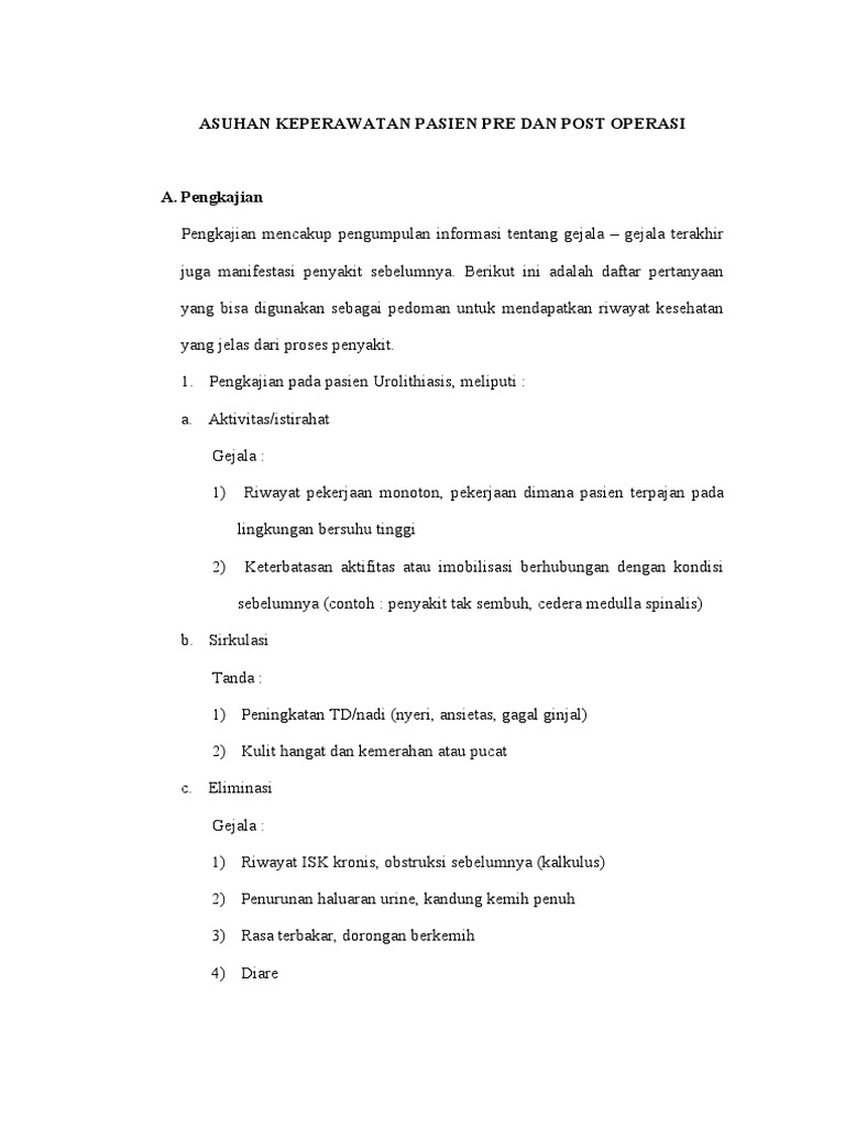 Asuhan Keperawatan Pasien Pre Dan Post Operasi | PDF | Sains & Matematika