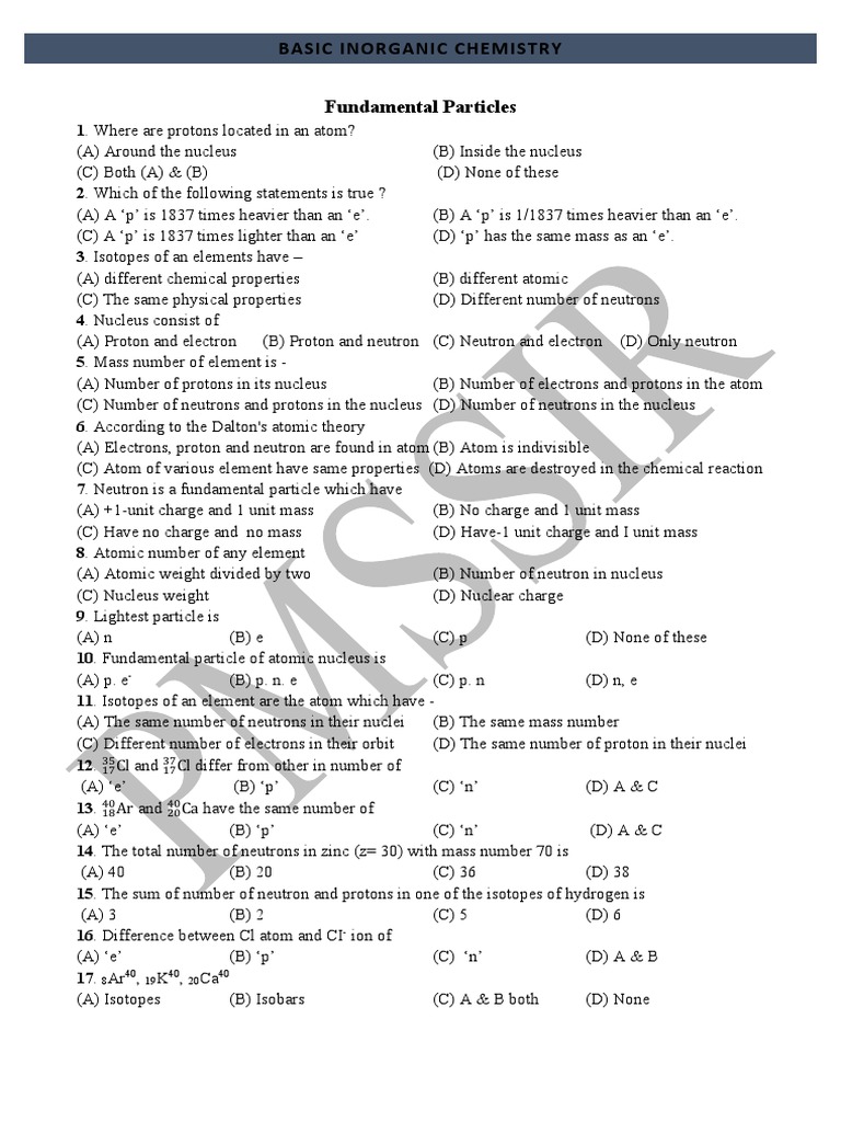 Basic Inorganic Chemistry Fundamental Particles | PDF | Atomic Orbital ...