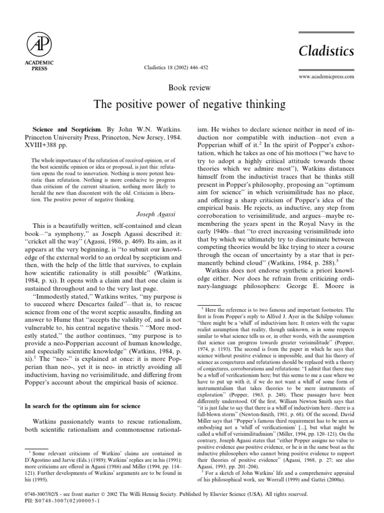 The Positive Power of Negative Thinking | PDF | Karl Popper | Truth