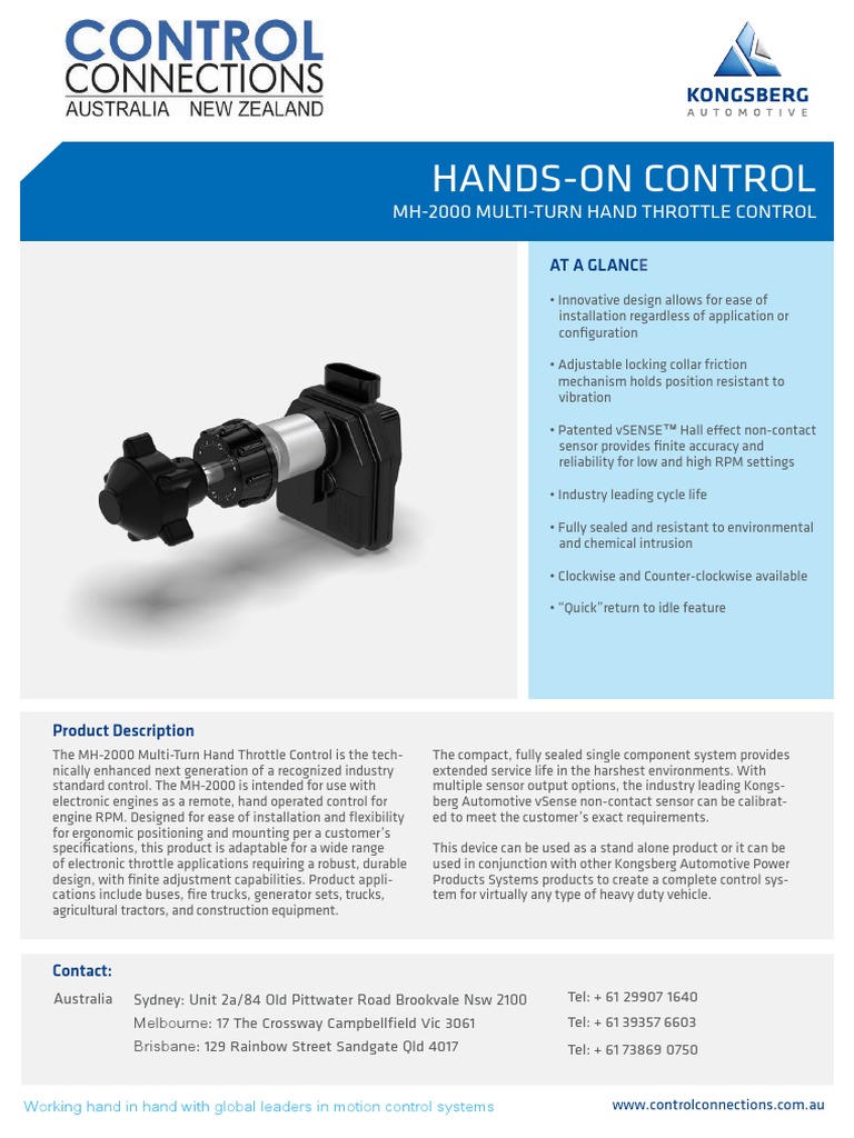Kongsberg Electronic Hand Control | PDF | Throttle | Electrical Connector