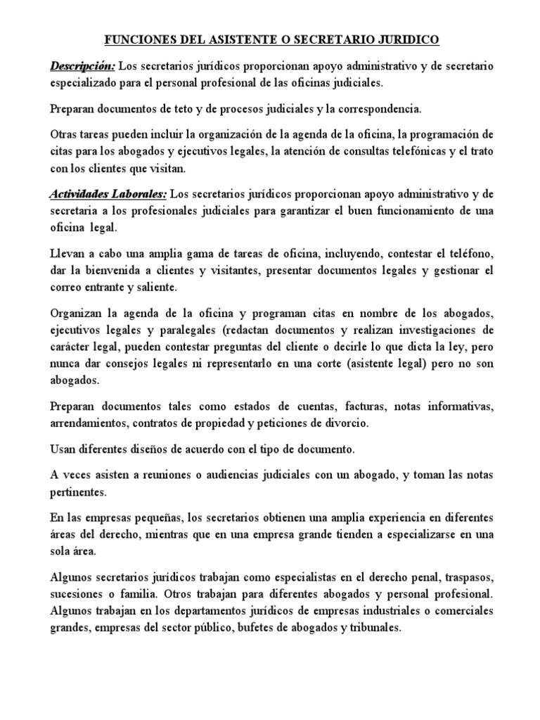 Funciones Del Asistente Juridico | Descargar gratis PDF | Ley procesal ...