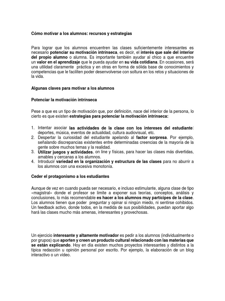 Estrategias para Motivar a Alumnos | PDF | Motivación | Motivacional