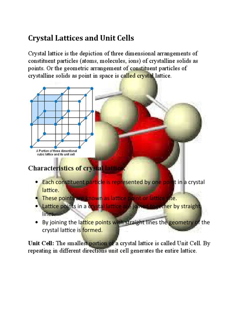 Crystal Lattices and Unit Cells | PDF | Crystal Structure | Materials