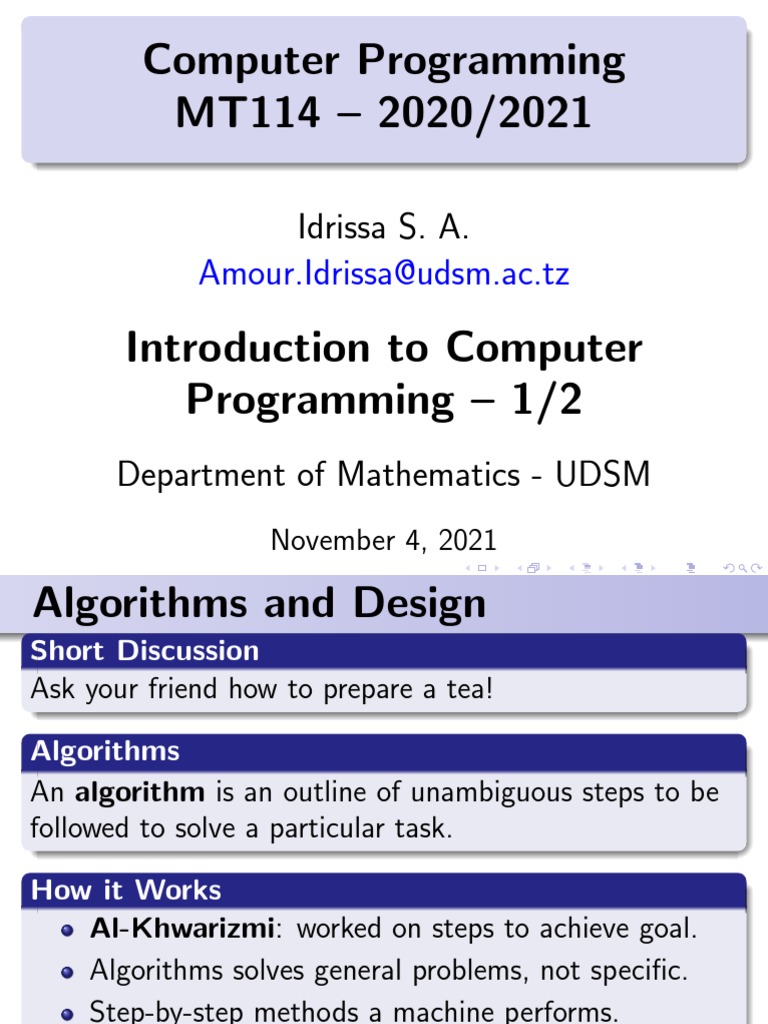 Computer Programming MT114 - 2020/2021: Idrissa S. A | Download Free ...