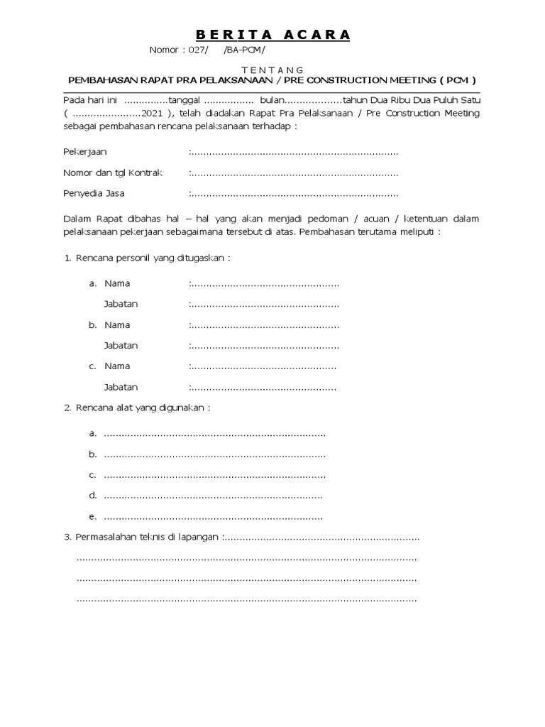 BA PCM 2021 Dan Form Surat | PDF