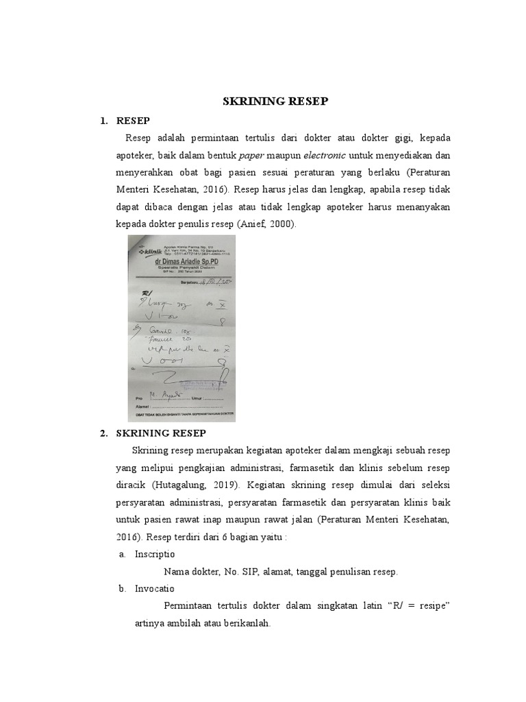 Skrining Resep: Panduan Lengkap | PDF
