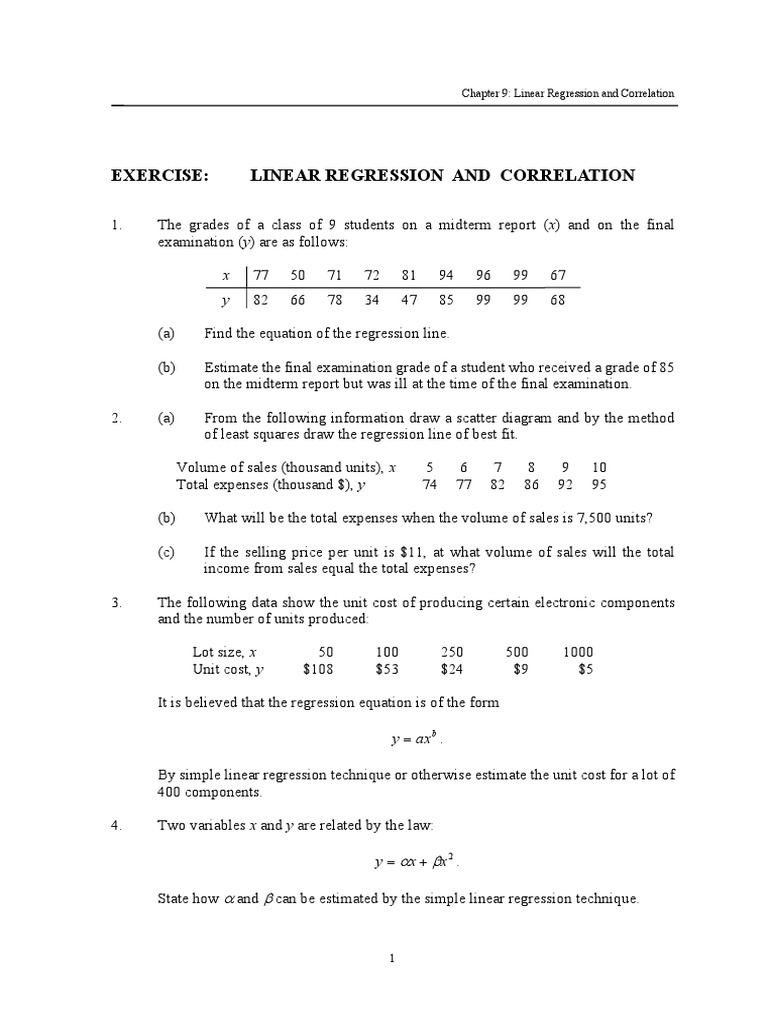 Chapter 9: Linear Regression and Correlation | PDF | Regression ...