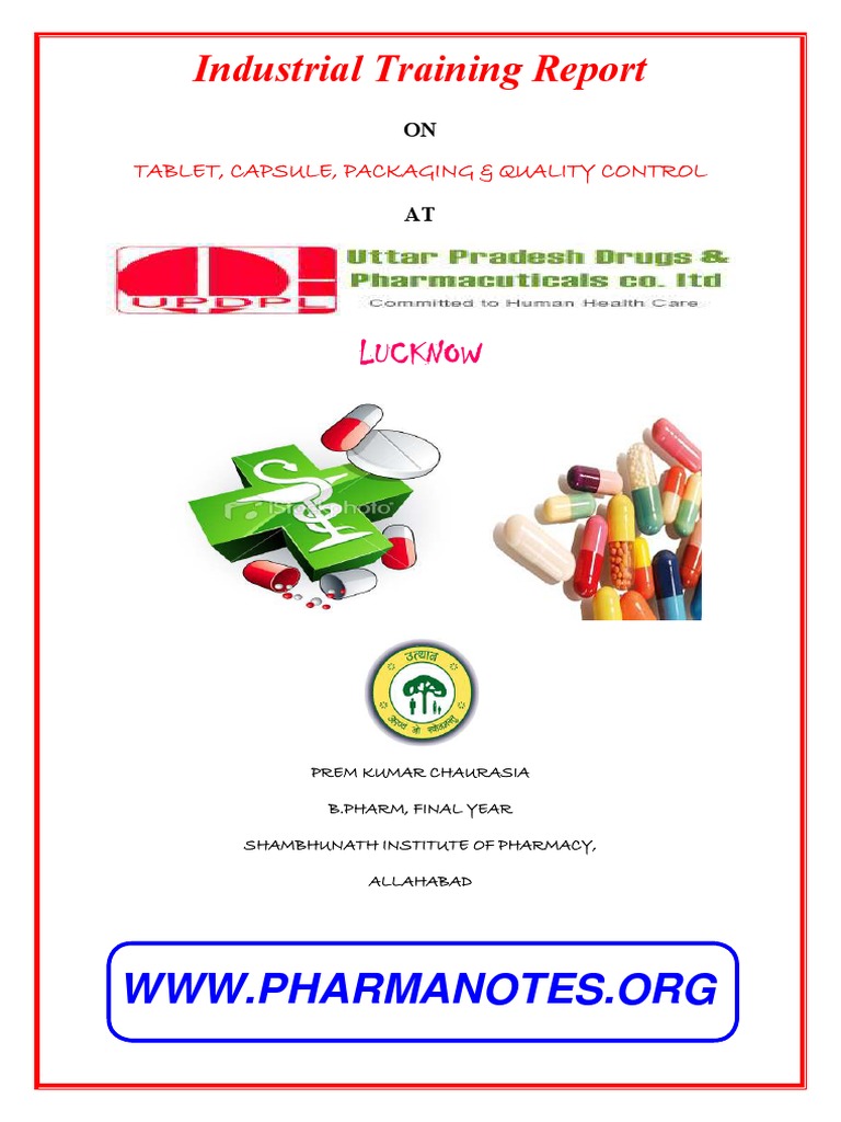 Industrial Training Report For Pharma Students | PDF | Tablet (Pharmacy ...