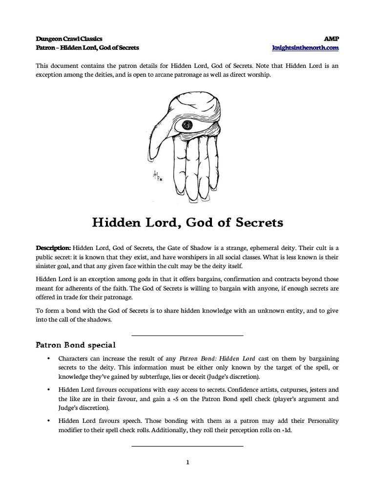 Patron Details for Hidden Lord, God of Secrets: A Deity Open to Arcane ...