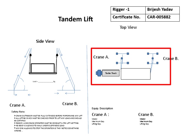 Tandem Lifting Plan and Safety Guidelines | PDF