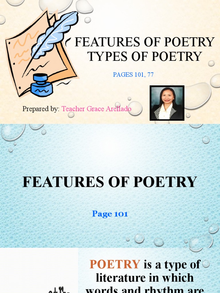 Features of Poetry Types of Poetry: Prepared by | PDF | Poetry | Metre ...