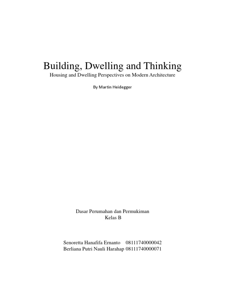 Presentasi Building Dwelling Thinking PDF Free | PDF | Metaphysics | Philosophical Theories