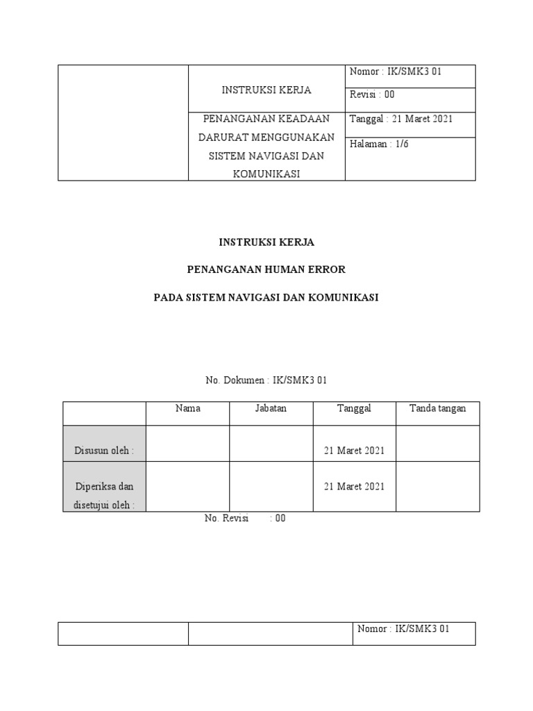 Instruksi Kerja SMK3 01 | PDF