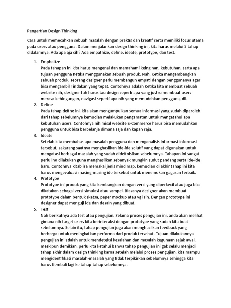 Pengertian Design Thinking | PDF