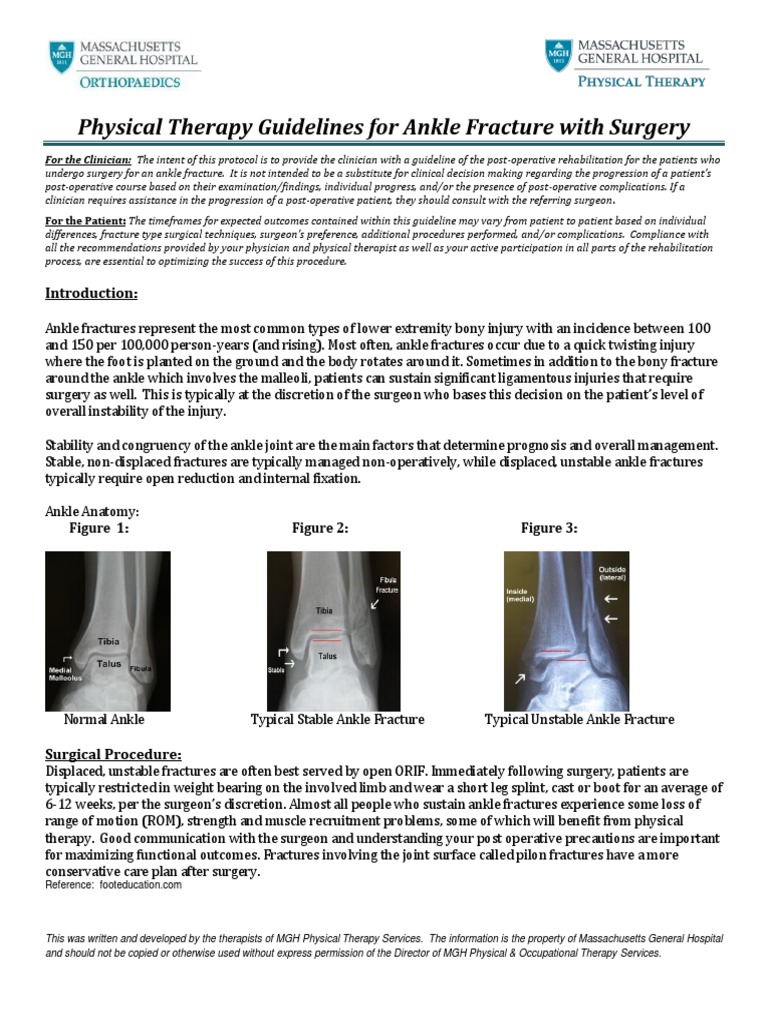 Ankle Fracture Rehab Protocol: ORIF Guidelines | PDF | Surgery ...