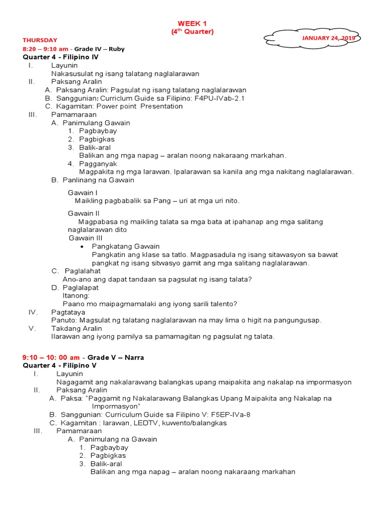WEEK 1 4th Quarter | PDF