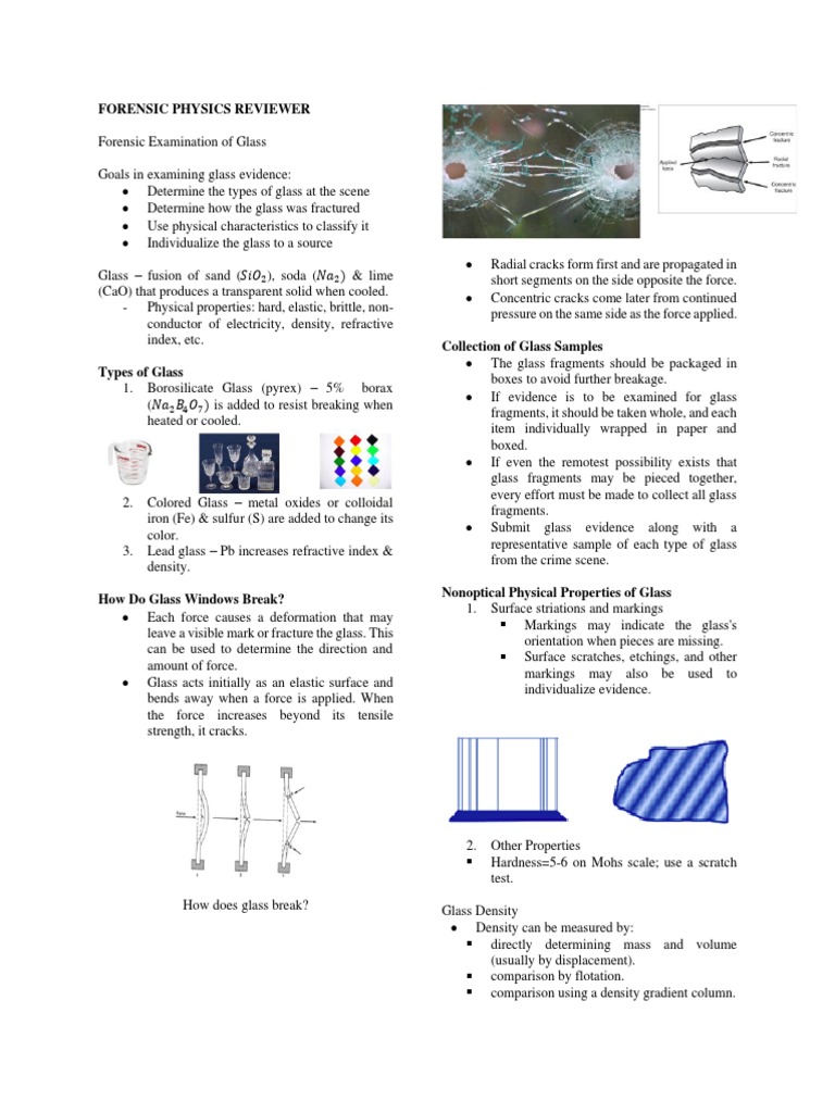 Forensic Physics Reviewer (Glass) | PDF | Glasses | Refractive Index