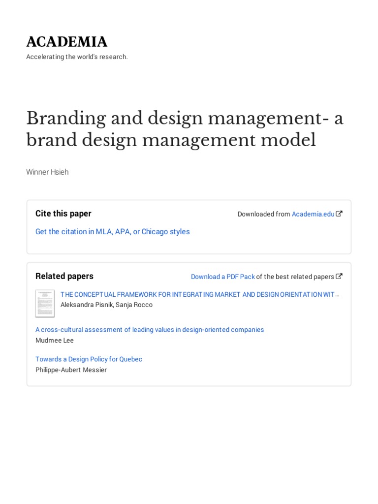 Branding and Design Management-A Brand Design Management Model | PDF ...