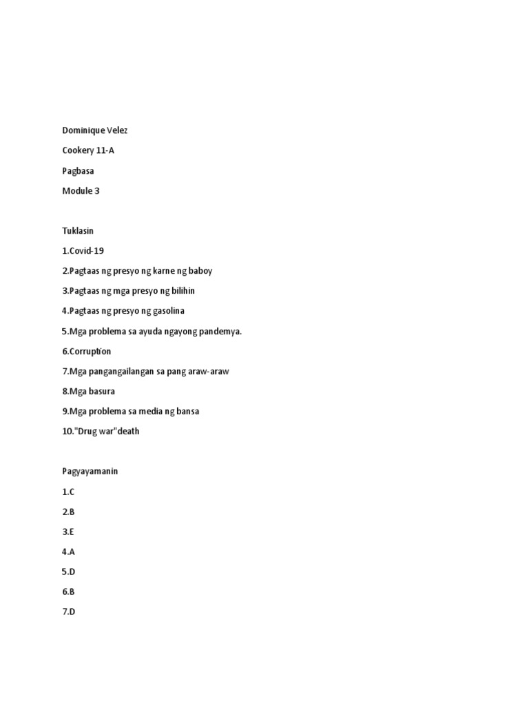 Pagbasa Module 3 | PDF
