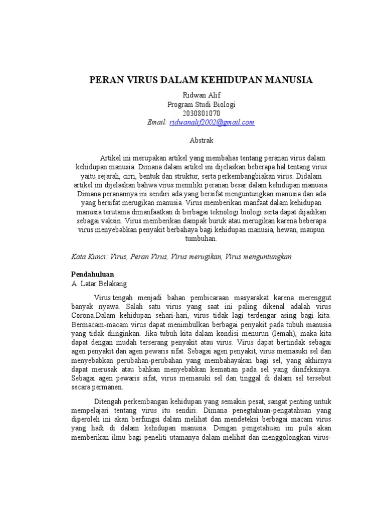 Peran Virus Dalam Kehidupan Manusia - Ridwan Alif | PDF