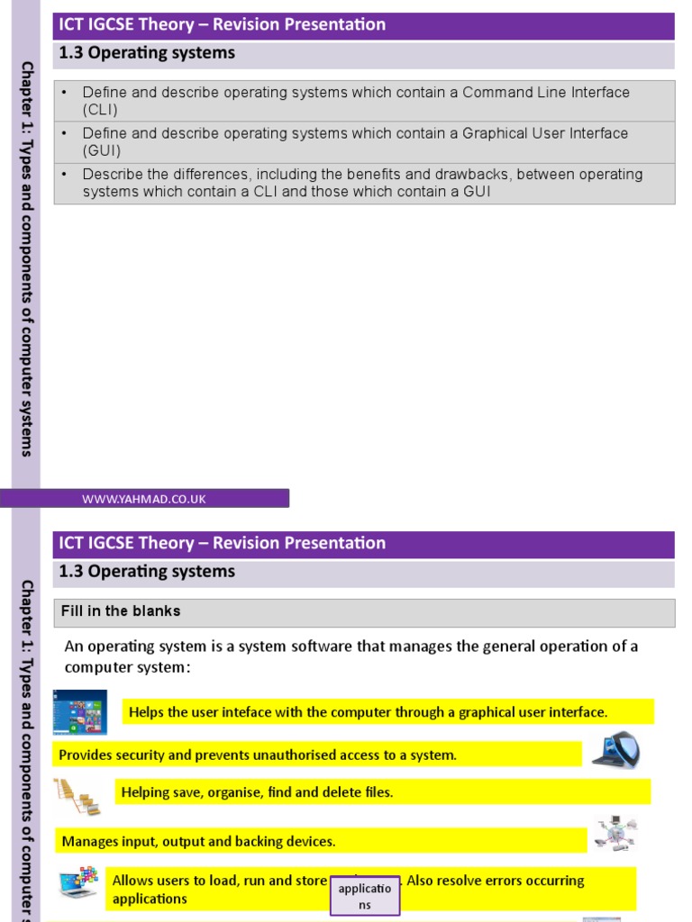 1.3 Operating Systems: WWW - Yahmad.Co - Uk | PDF | Graphical User Interfaces | Command Line ...