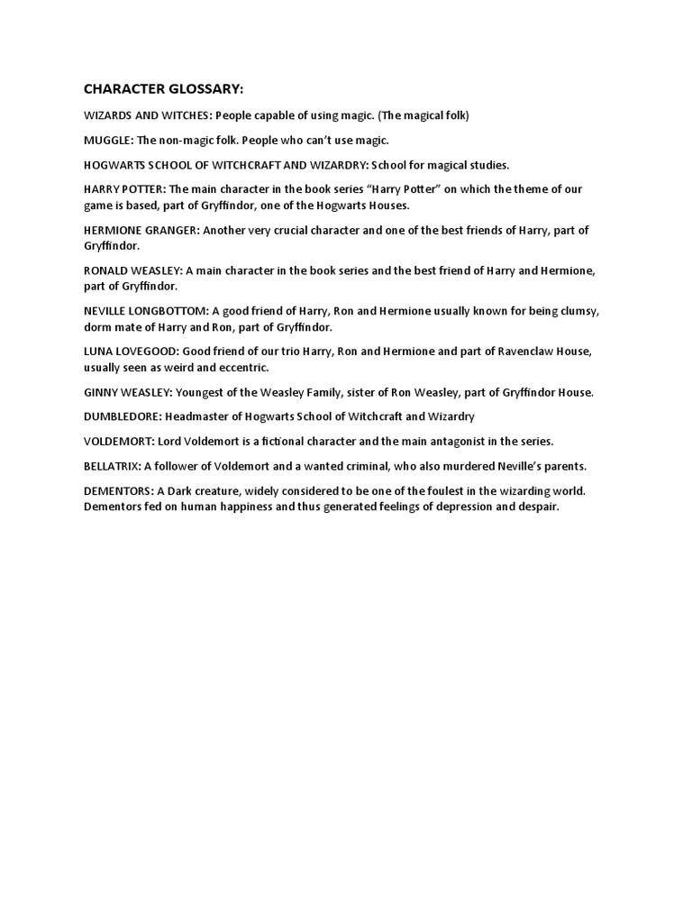 Character Glossary | PDF | General Fiction