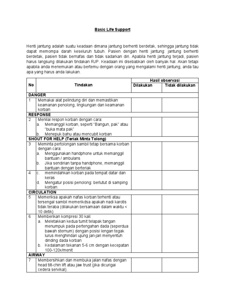 SOP Basic Life Support | PDF