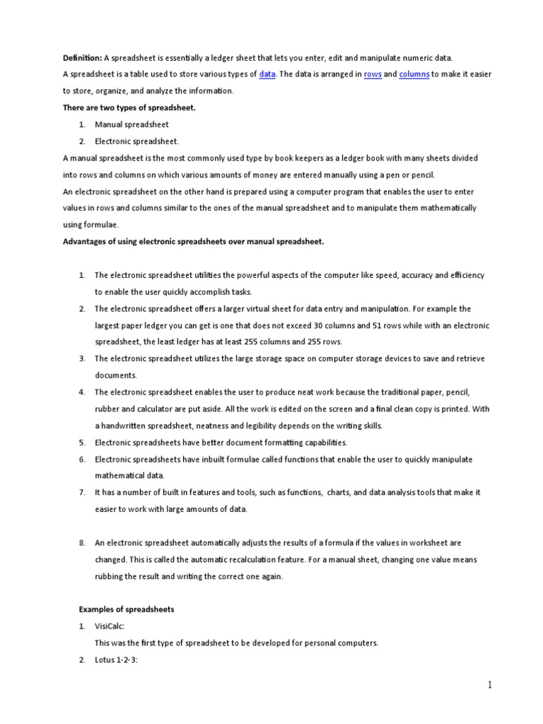 Spreadsheet Notes | Download Free PDF | Spreadsheet | Microsoft Excel