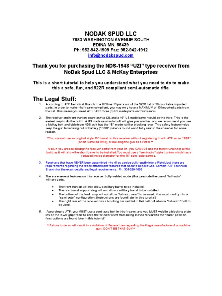 Revised Uzi Build Tutorial | PDF | Trigger (Firearms) | Firearms