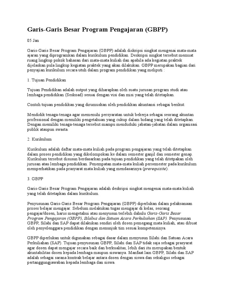 Garis Garis Program PDK | PDF